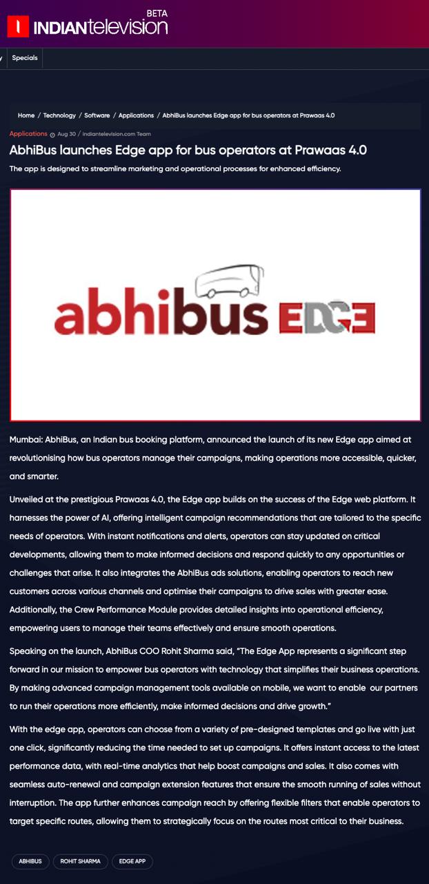 AbhiBus Launches AI-Powered Edge App to Streamline Operations for Bus ...